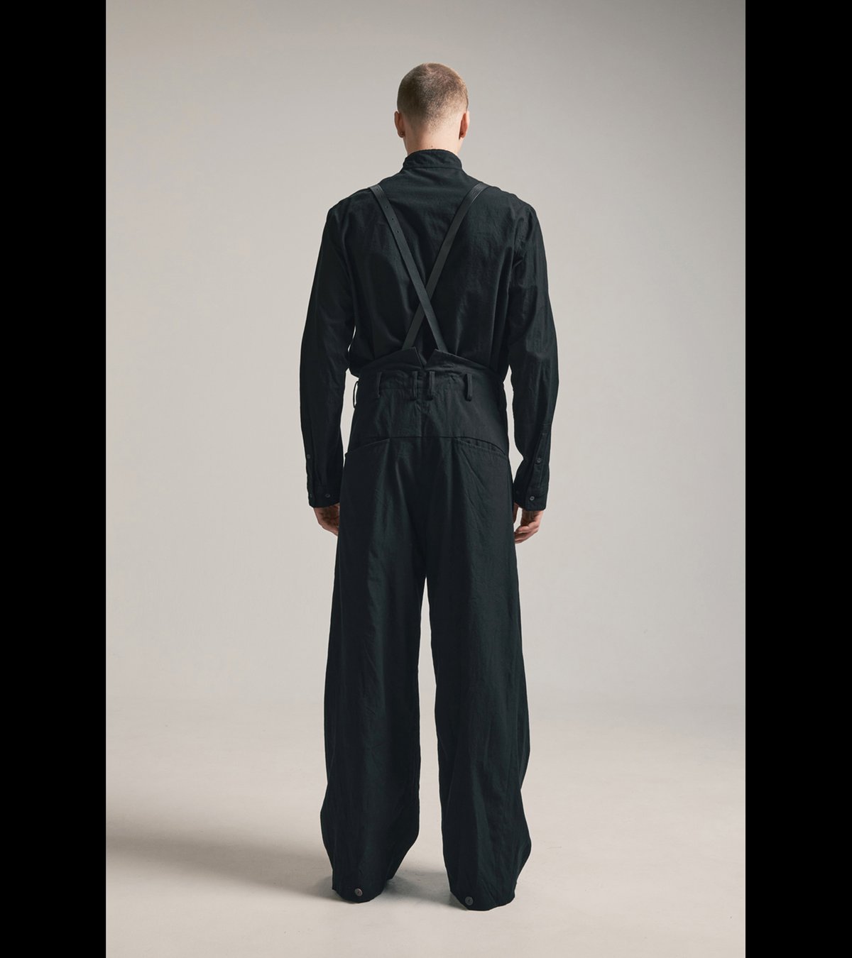NU-1857-COC - BAND NECK COLLAR SHIRT - BLACK