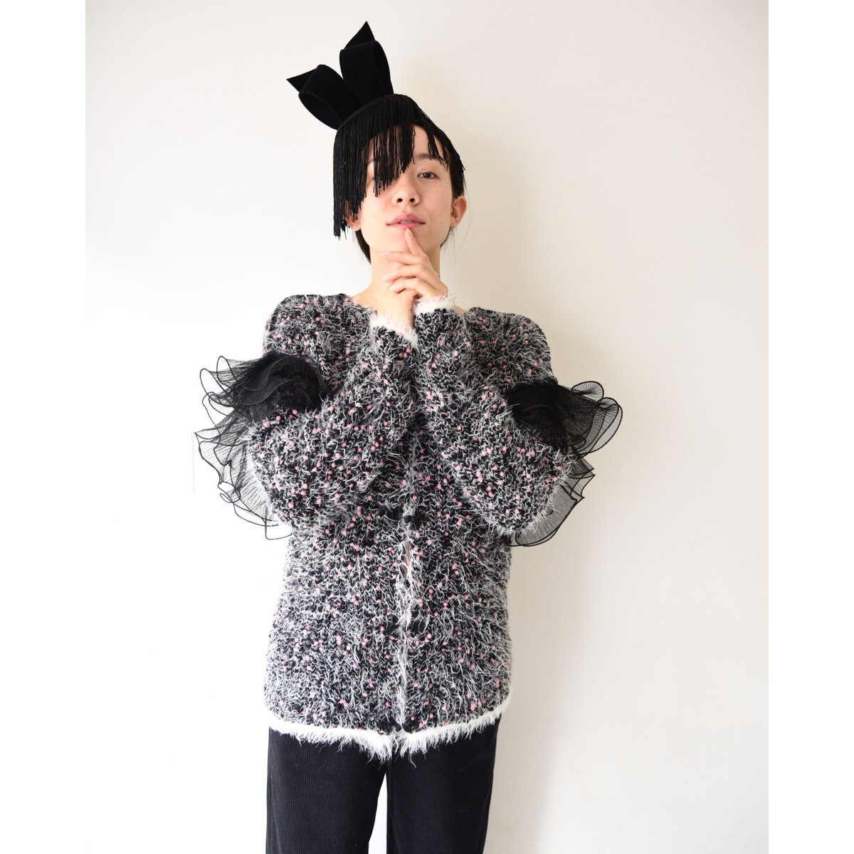 Pom Pons fur chinese style cardigan | L'ANIT