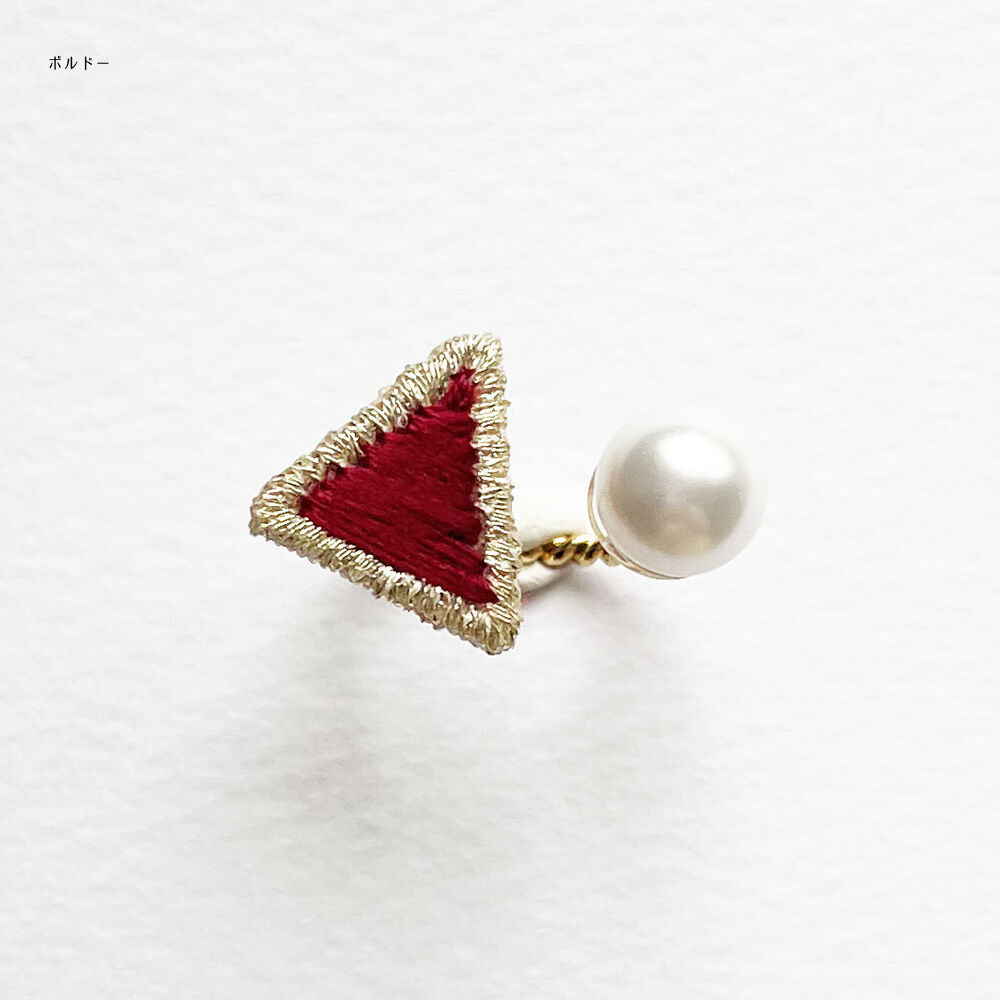 PEARL TRIANGLE FORK RING (white pearl) | patterie