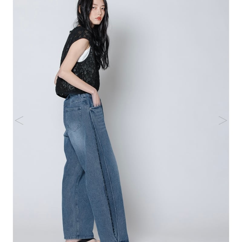 YENN イエン SIDE PLEATED DENIM PANTS Y242-31045 |