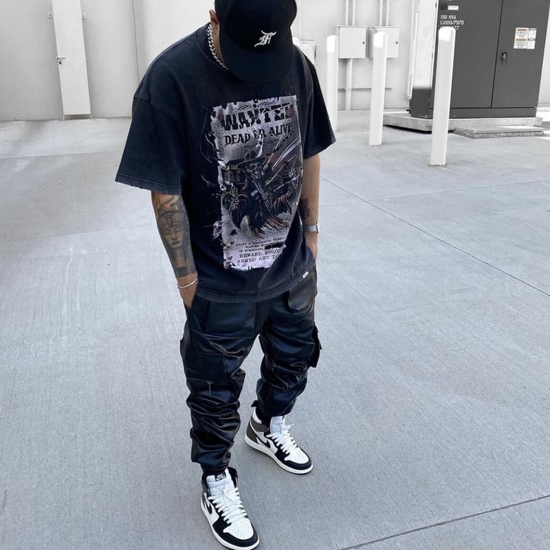 GUAPI/ Obsidian BLACK Leather Cargo pants | BI GUAPI/ Obsidian BLACK Leather Cargo pants | BI