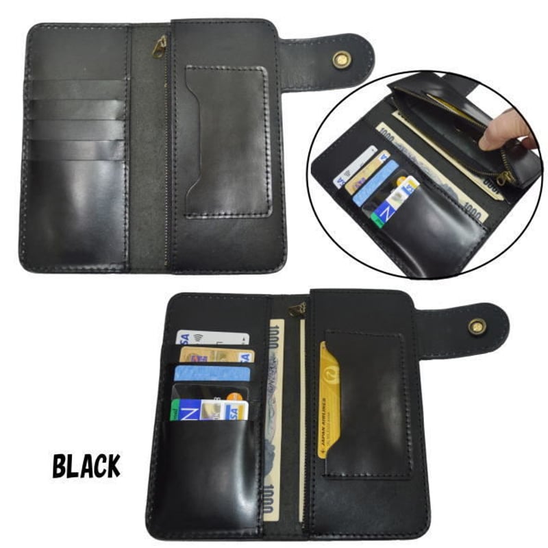 長財布 牛革 アザラシ風型押し バイカーズウォレット 真鍮 長財布 牛革 アザラシ風型押し バイカーズウォレット 真鍮