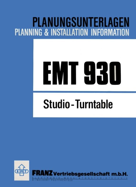 EMT930 STUDIO TURNTABLE | module