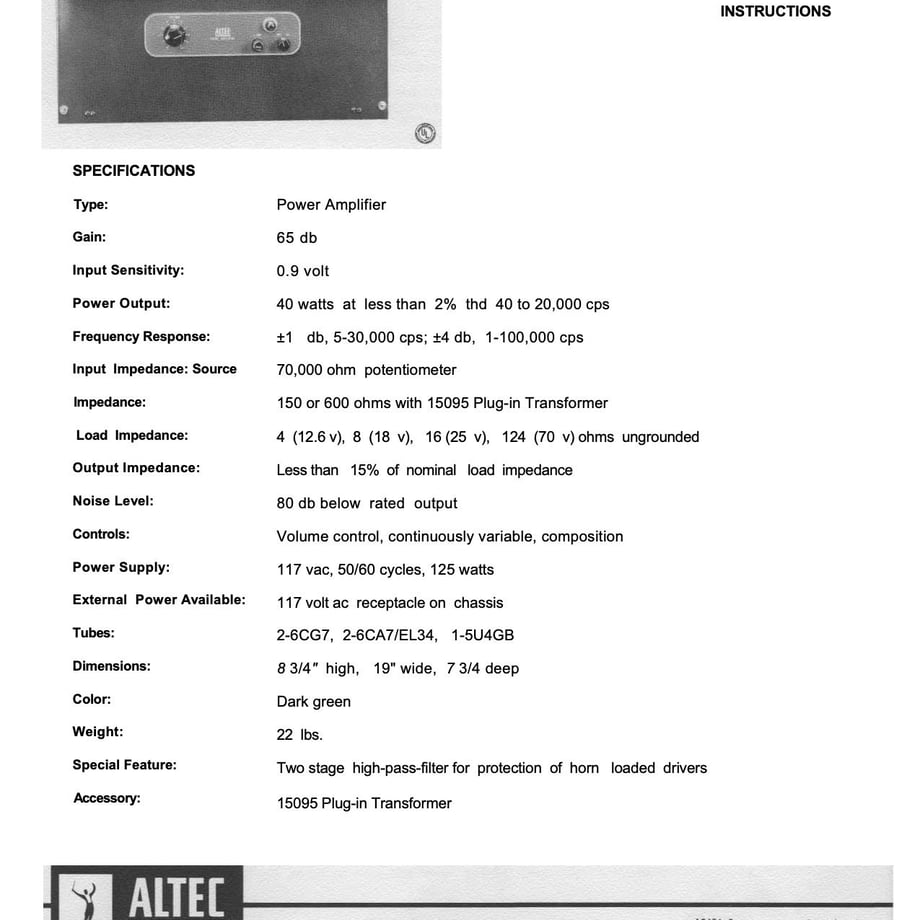 altec 1568a data PDF | module
