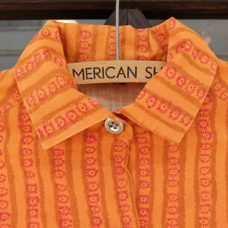 マリメッコ marimekko ヴィンテージ シャツワンピース(オレンジ マリメッコ marimekko ヴィンテージ シャツワンピース(オレンジ