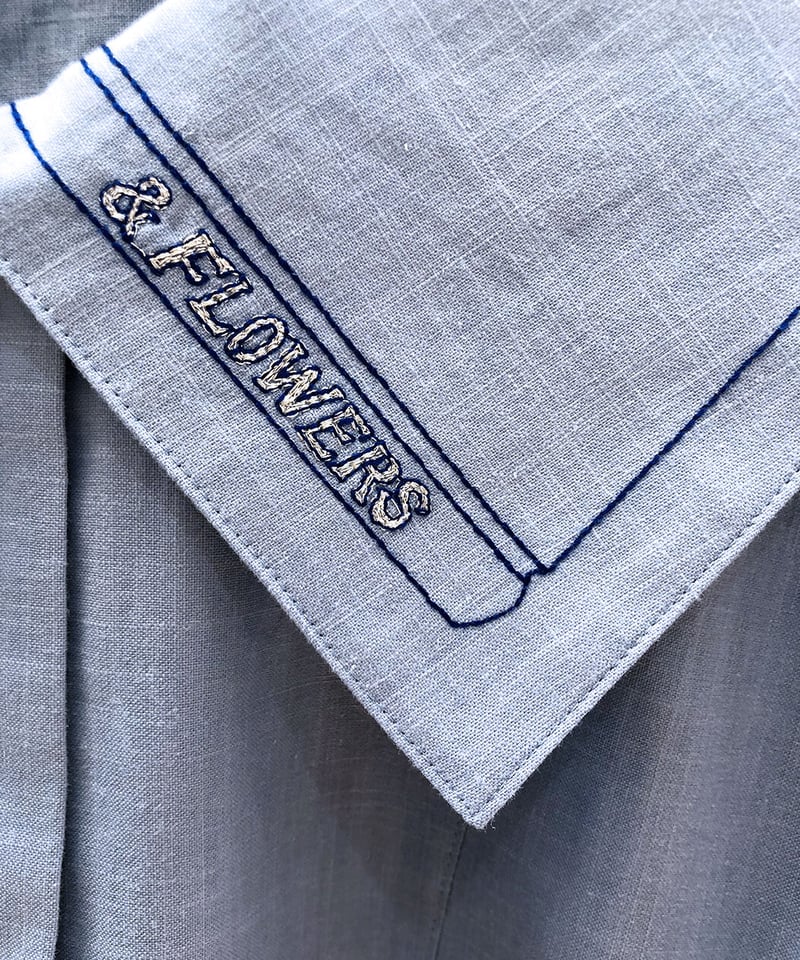 SAMPLE SALE> 本の刺繍セーラーカラーシャツジャケット (blue SAMPLE SALE> 本の刺繍セーラーカラーシャツジャケット (blue