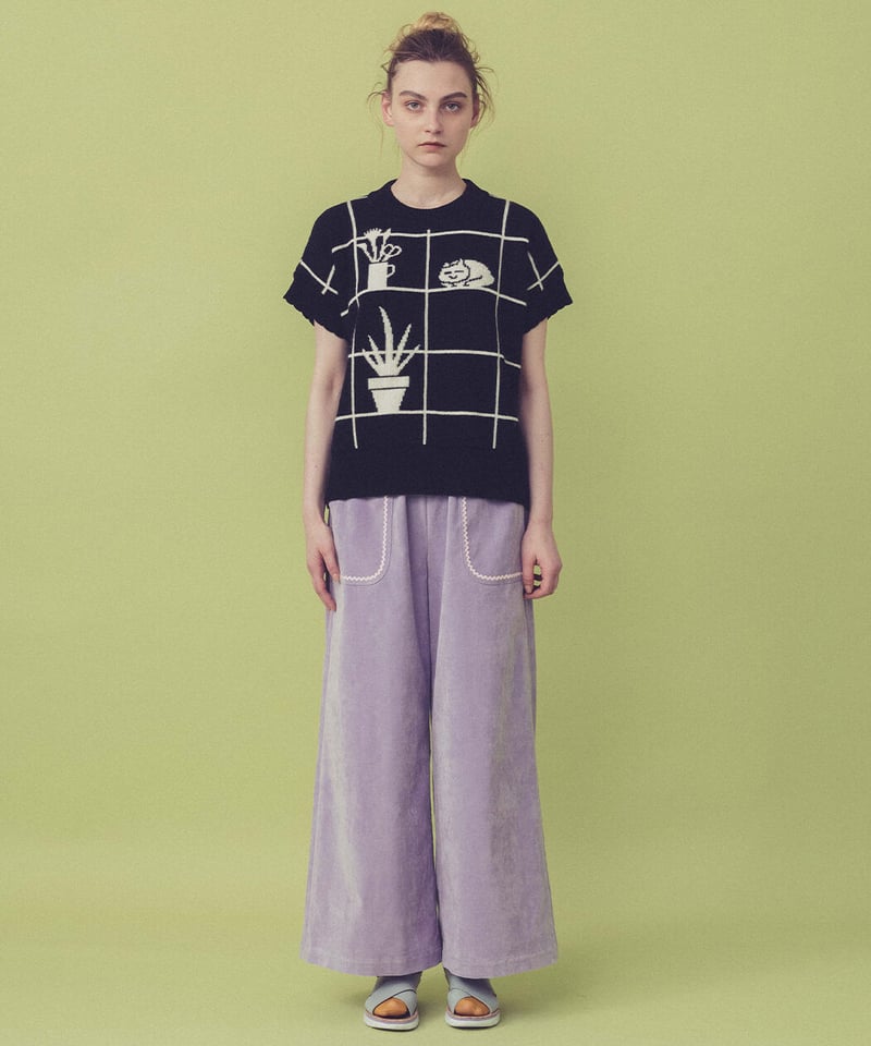 SAMPLE SALE> 別珍ワイドパンツ (lavender) | migh-T by K SAMPLE SALE> 別珍ワイドパンツ (lavender) | migh-T by K