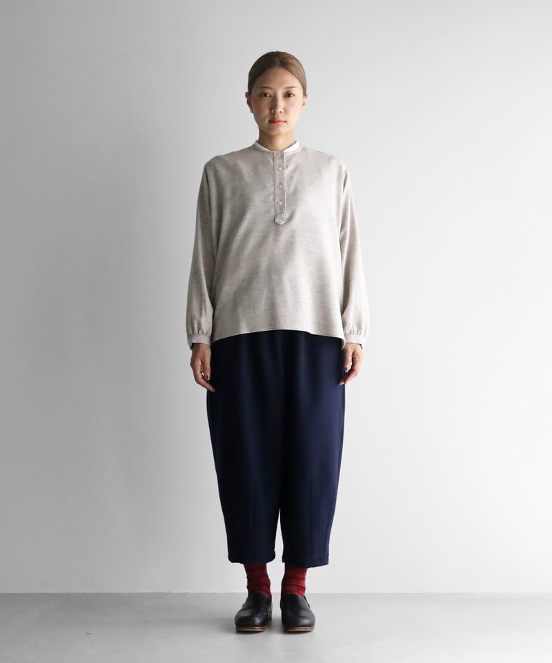 HUIS×尾州”縮絨ウールフランネルバルーンパンツ(ダークネイビー HUIS×尾州”縮絨ウールフランネルバルーンパンツ(ダークネイビー