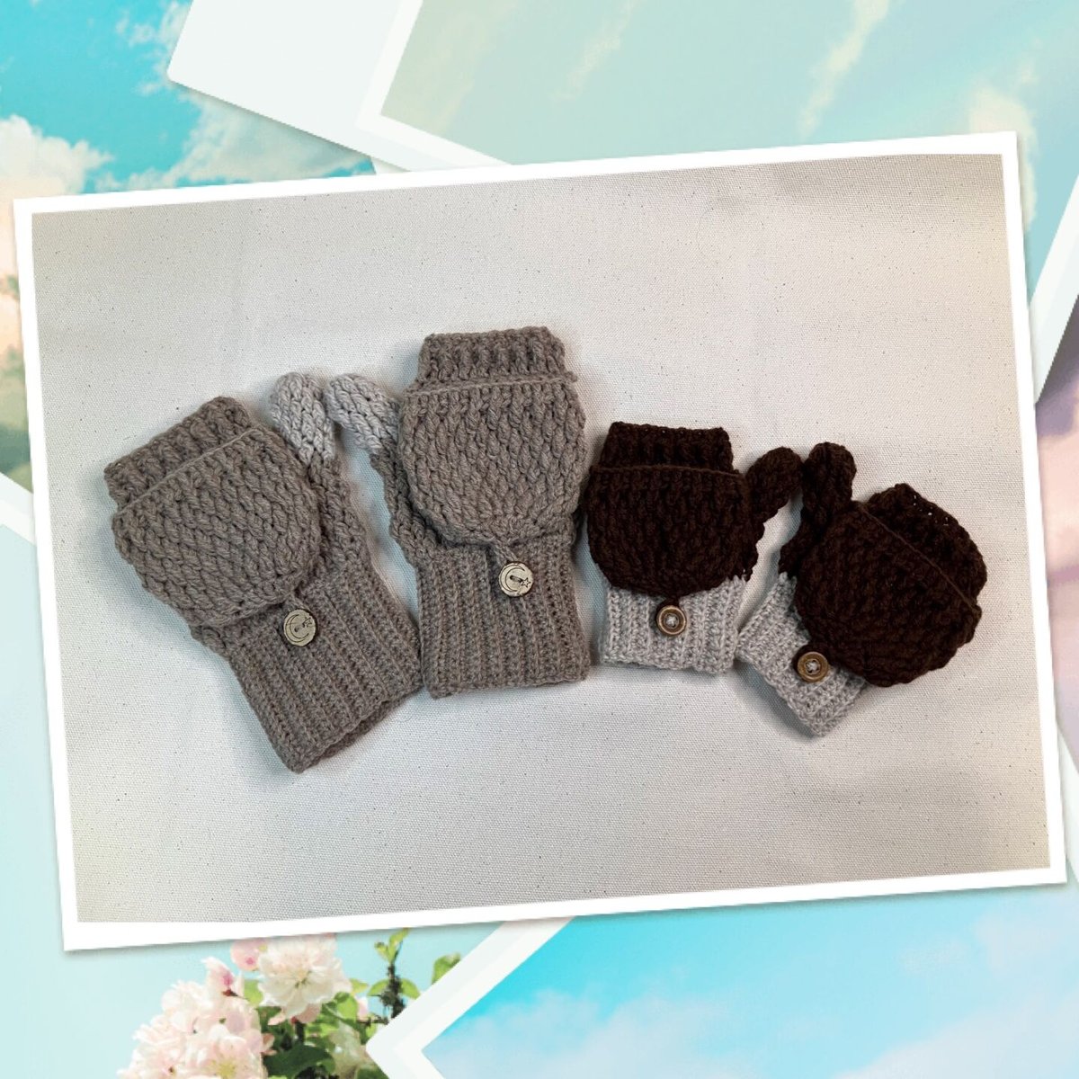 【ダウンロード版編み図】指カバー付きミトン | かぎ針編み雑貨の編み図 ATELIER *mati＊