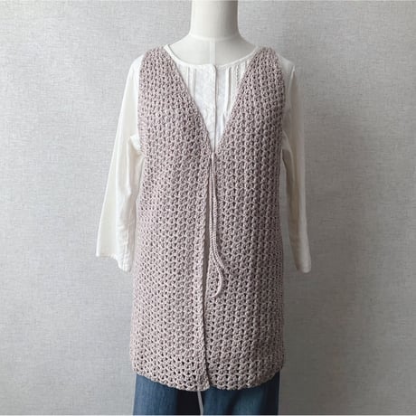 【ダウンロード版編み図】とじはぎなしの玉編みロングジレ | かぎ針編み雑貨の編み図 ATELI...