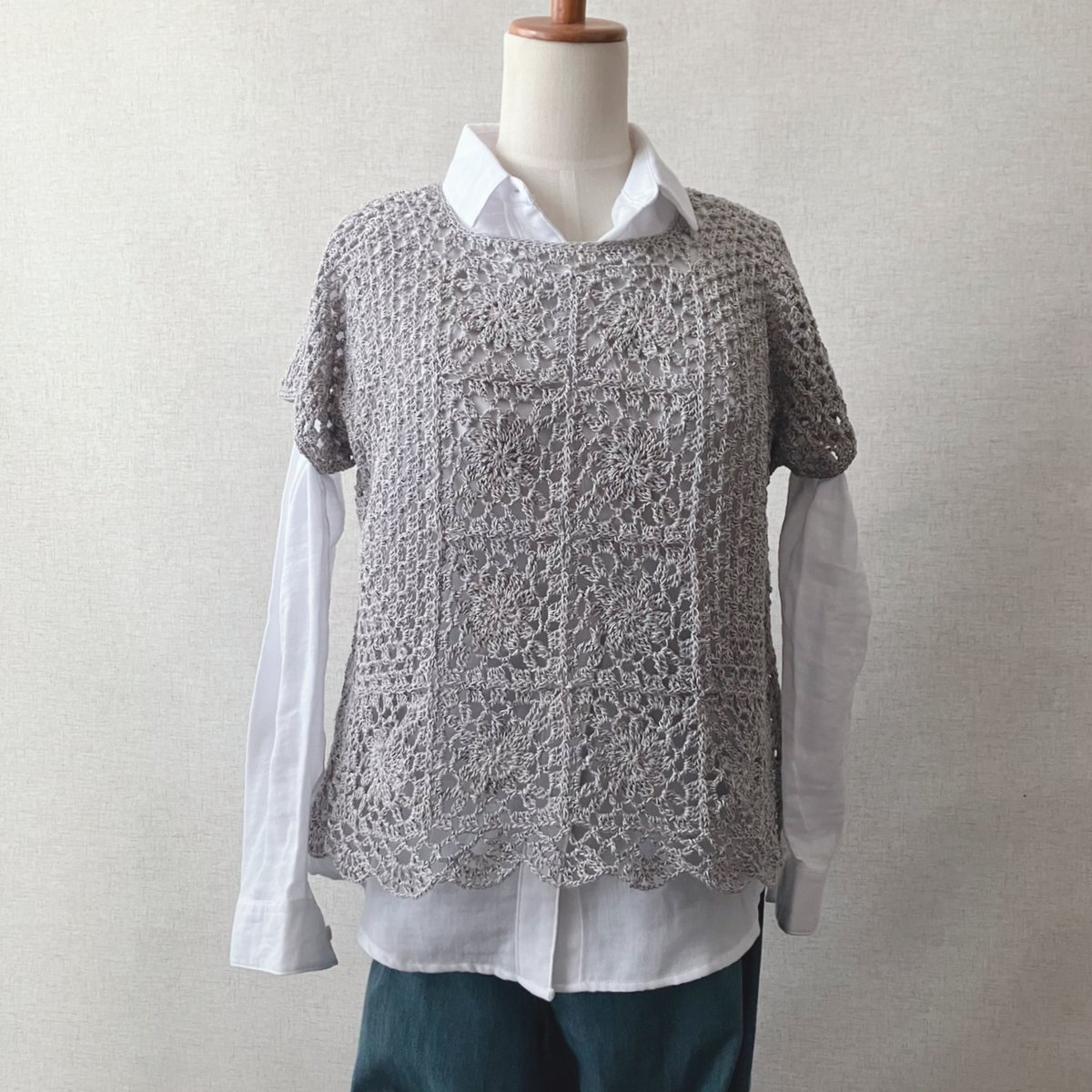 【ダウンロード版編み図】モチーフ繋ぎのヘキサゴンTシャツ | かぎ針編み雑貨の編み図 ATEL...