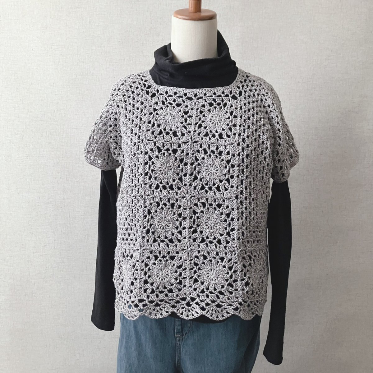 【ダウンロード版編み図】モチーフ繋ぎのヘキサゴンTシャツ | かぎ針編み雑貨の編み図 ATEL...