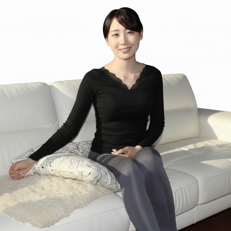 コットンシルクリブ/レース長袖インナー（la sakura）日本製 2315