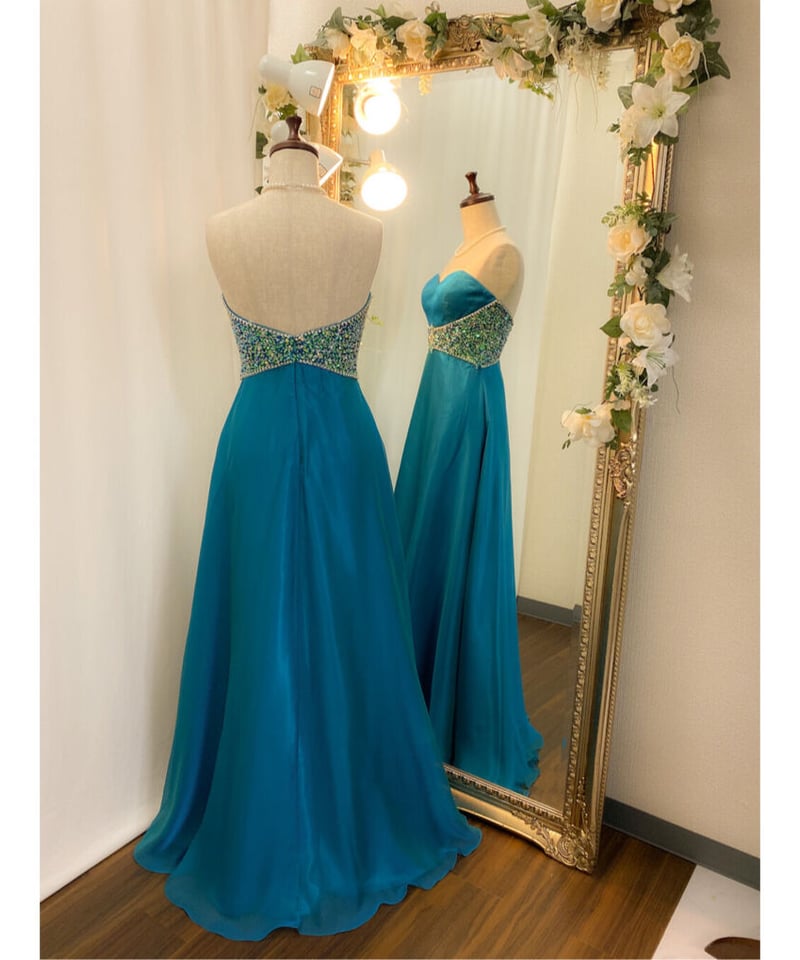 ビジューベルトドレス ターコイズブルー | Sharon Style Online ビジューベルトドレス ターコイズブルー | Sharon Style Online