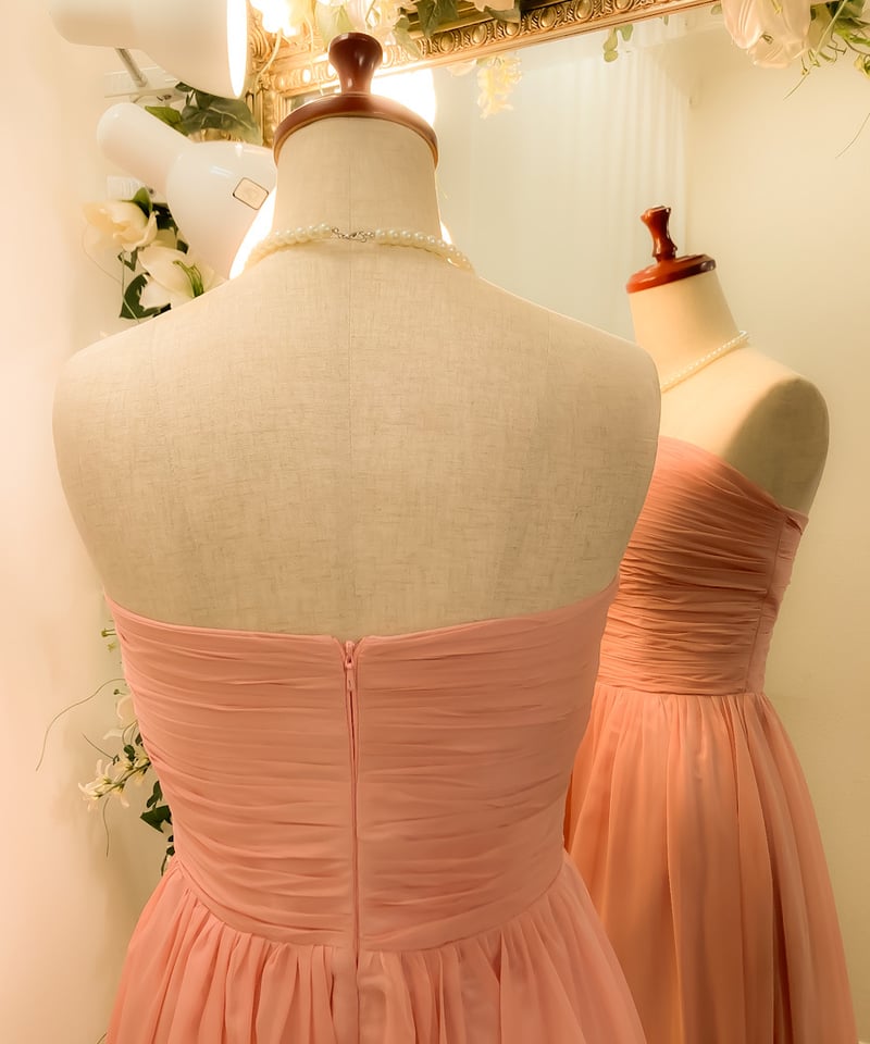 シンプルシフォンベアトップドレス ピンク | Sharon Style シンプルシフォンベアトップドレス ピンク | Sharon Style