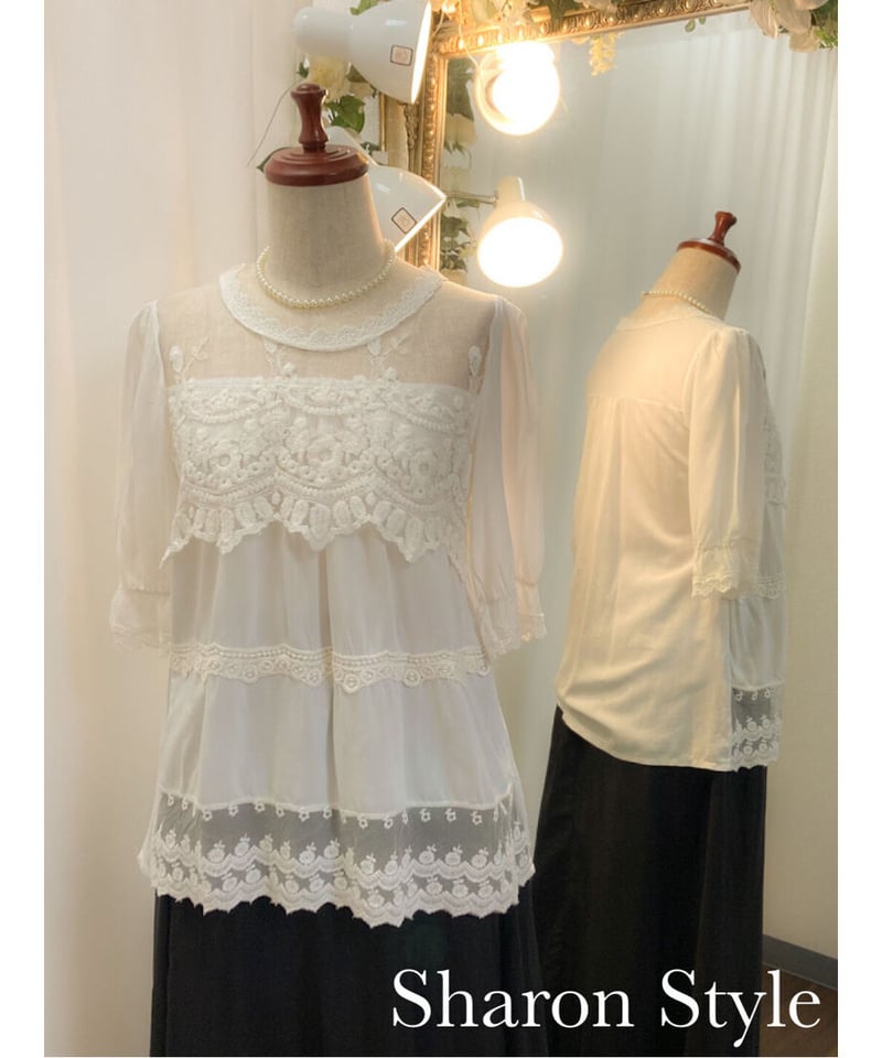 デコルテシースルー オーバーレーストップス | Sharon Style デコルテシースルー オーバーレーストップス | Sharon Style