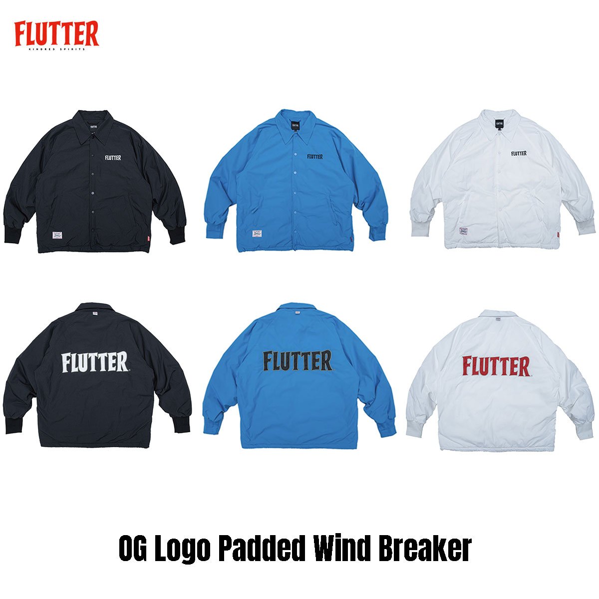 FLUTTER(フラッター) OG Logo Padded Wind Breaker 3色(BLACK FLUTTER(フラッター) OG Logo Padded Wind Breaker 3色(BLACK