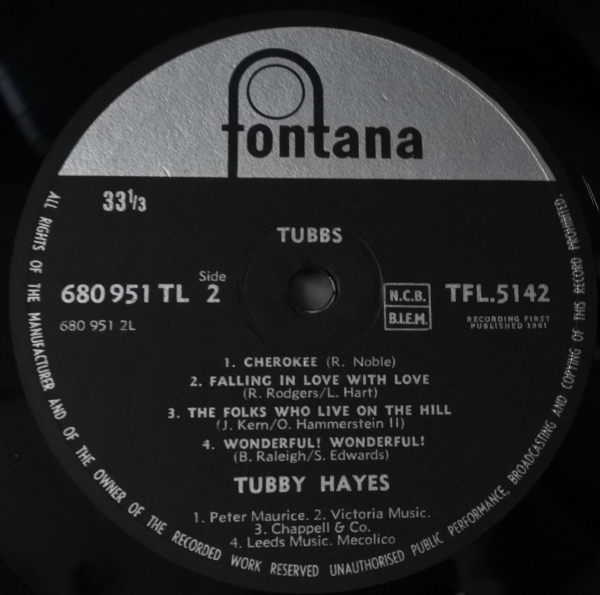 Tubby Hayes ‎– Tubbs（ Fontana ‎– TFL 5142）mono ...