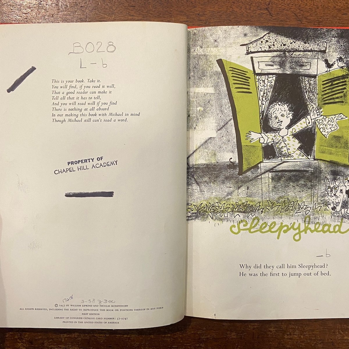 「SLEEPYHEAD（1957年）」Will Lipkind Nicolas Mordvio...