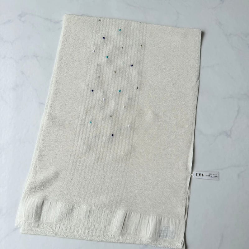 帯揚げ】ドット刺繍 部分縦絽 オフホワイト帯揚げ 250403⑥ 帯揚げ】ドット刺繍 部分縦絽 オフホワイト帯揚げ 250403⑥