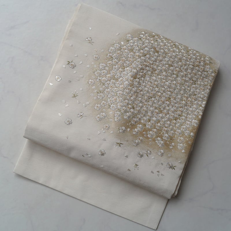なごや帯】生成り色 桜刺繍 なごや帯 | 大山キモノ・ちぇらうな なごや帯】生成り色 桜刺繍 なごや帯 | 大山キモノ・ちぇらうな
