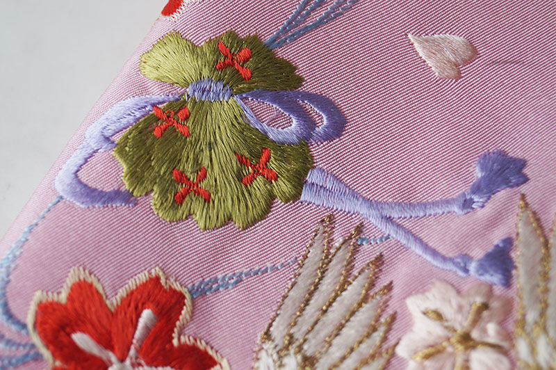 半衿】ピンク地 鶴に桜文 刺繍半衿 №220309Ⓓ | 大山キモノ・ち 半衿】ピンク地 鶴に桜文 刺繍半衿 №220309Ⓓ | 大山キモノ・ち