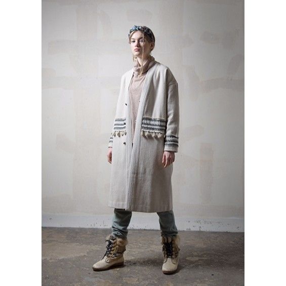 刺繍＆フリンジ付きウールコート#1751026 | anotherbazaar