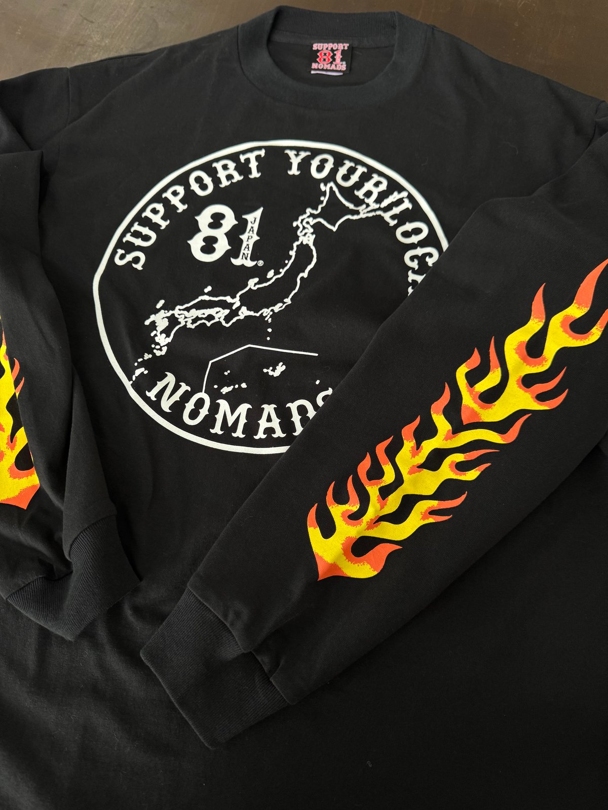 SUPPORT 81 NOMADS JAPAN L/S Flames Tee_Black