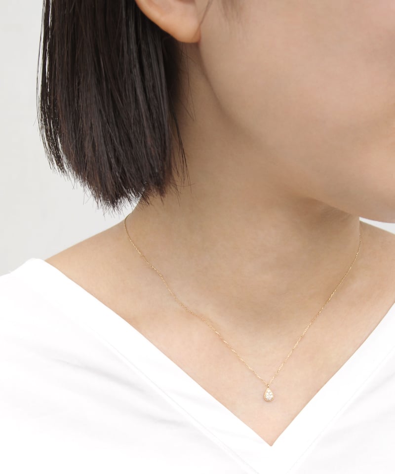 anq.】K10・ペアシェイプ ダイヤモンドパヴェネックレス | KU anq.】K10・ペアシェイプ ダイヤモンドパヴェネックレス | KU
