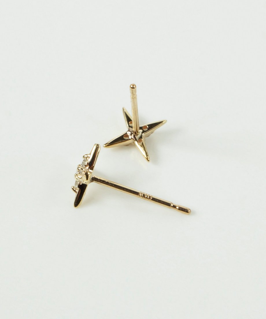 【anq.】K10・Cross 0.05ct ダイヤモンド ピアス | KU-CROISSAN...