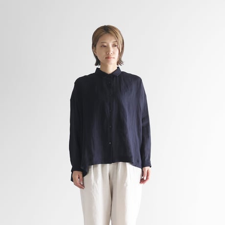 シャトルリネンライトワイドブラウス（ダークネイビー）【レディス】U105 | HUIS onl...