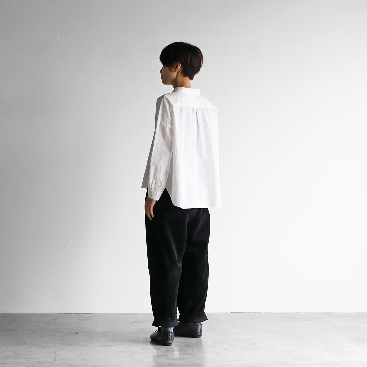 オーガニックコットンワイドブラウス（白）【レディス】U102 | HUIS onlinestore