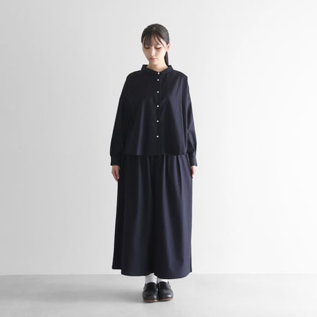 フランス綾ワイドブラウス（ダークネイビー）【レディス】U102 | HUIS onlinestore