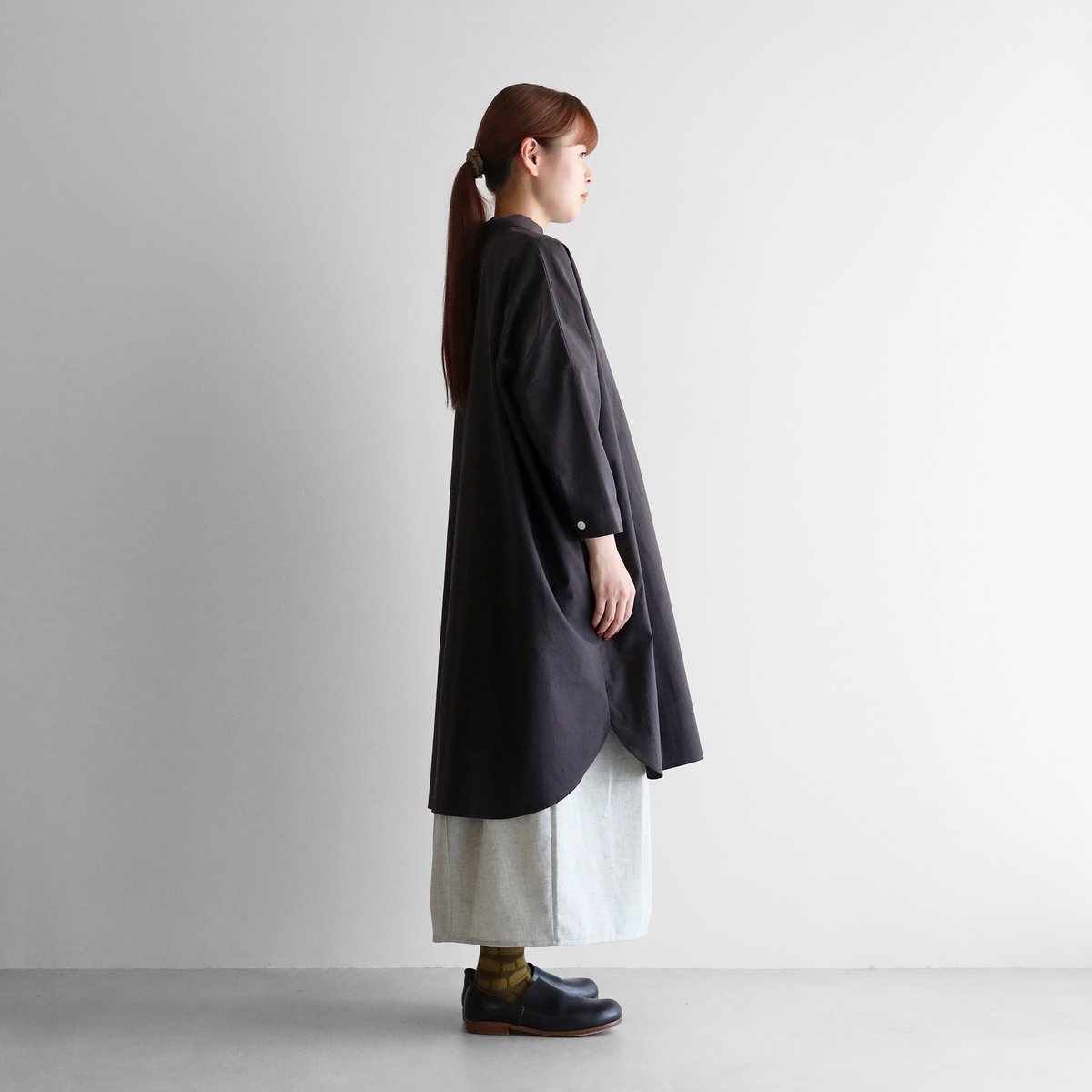 やわらかコットンロングシャツ(ダークグレー)【ユニセックス やわらかコットンロングシャツ(ダークグレー)【ユニセックス