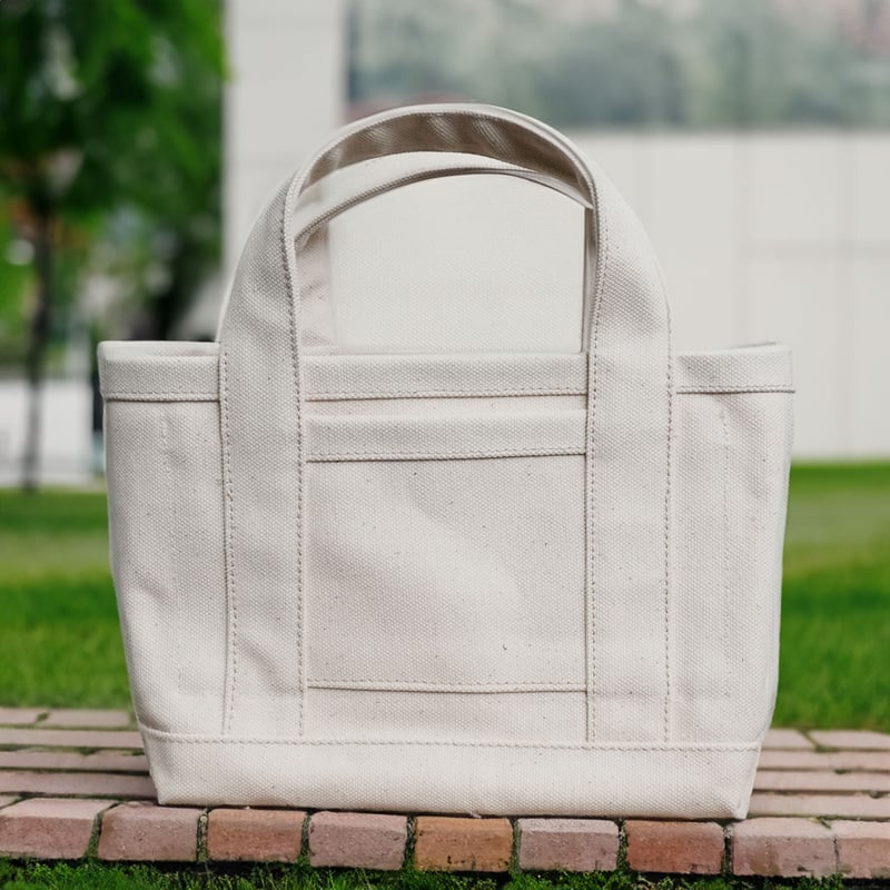 極厚4号帆布 ハンドメイド トートバッグ ホワイト(ミニ)|100年 極厚4号帆布 ハンドメイド トートバッグ ホワイト(ミニ)|100年