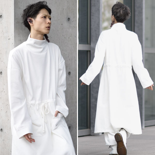 albino】 トゥニカ風ウエストコード付きボトルネックマキシ albino】 トゥニカ風ウエストコード付きボトルネックマキシ