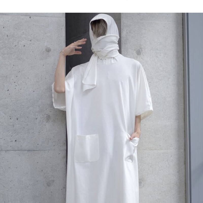 albino】 ニカブ風ストールアレンジマキシワンピース | albino albino】 ニカブ風ストールアレンジマキシワンピース | albino