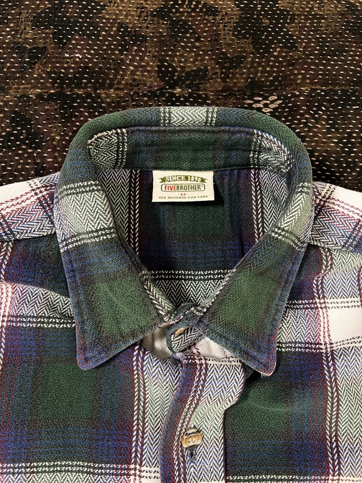 1990s "FIVE BROTHER" Check heavy flannel shir...