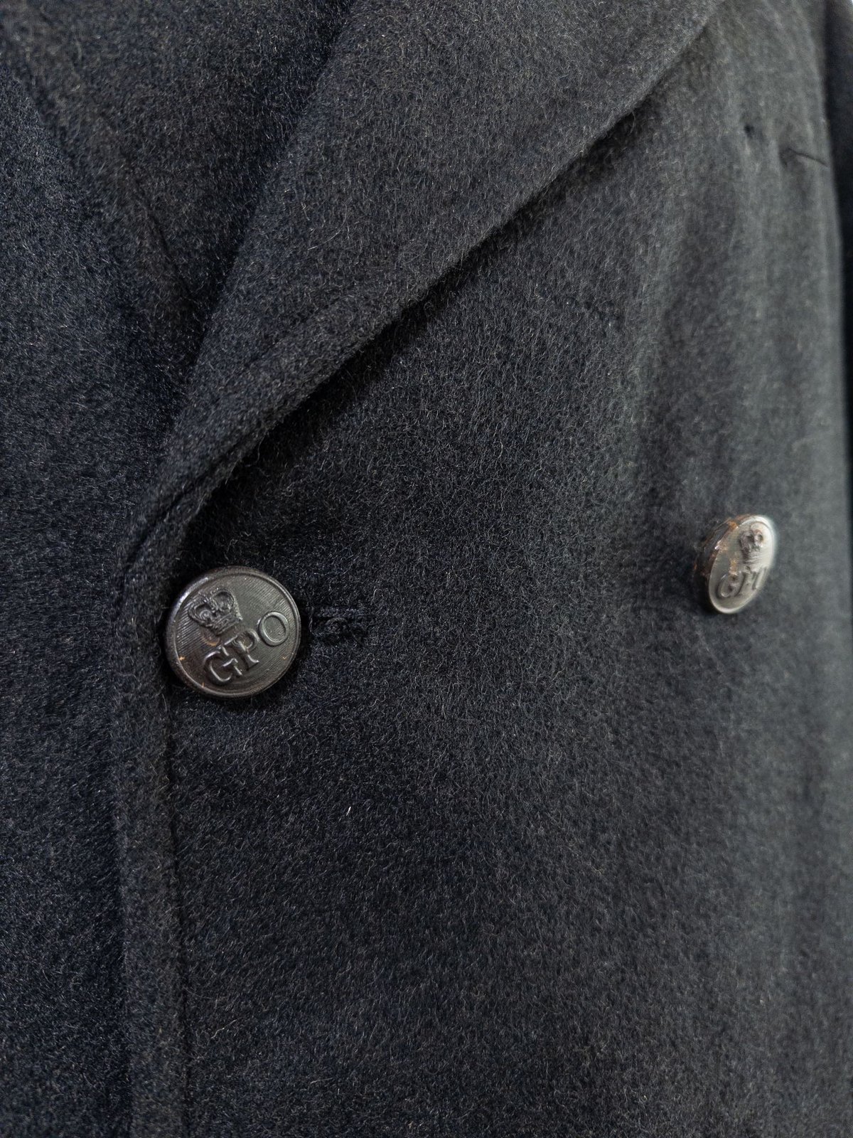 1950s–60s British GPO Double-Breasted Wool Over...