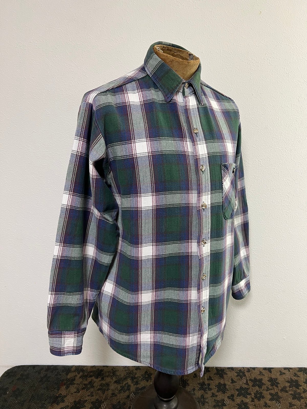 1990s "FIVE BROTHER" Check heavy flannel shir...