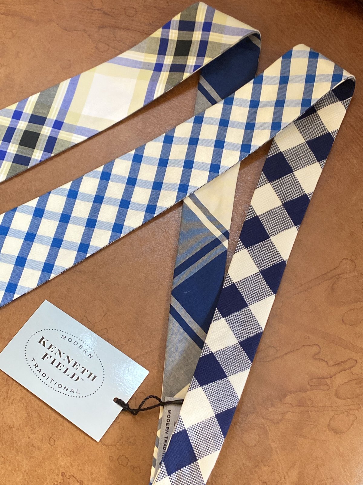 kenneth field 4face tie plaids navy | credo ...