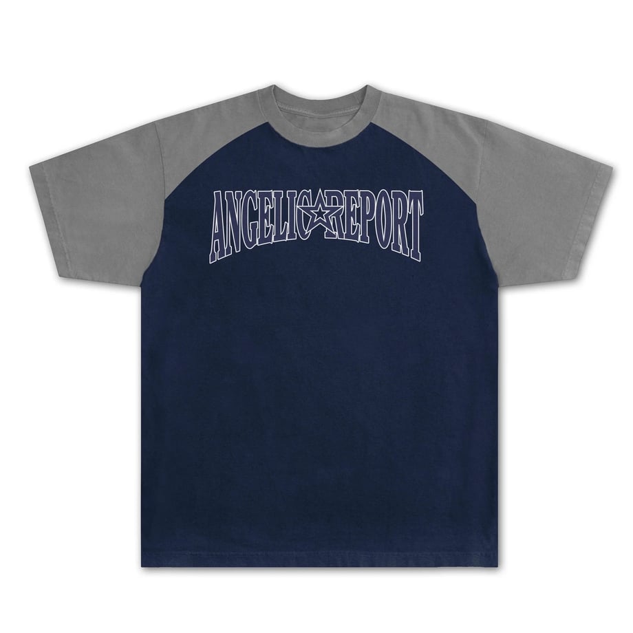 ANGELIC REPORT LOGO RAGLAN TEE HEATHER GREY / N...