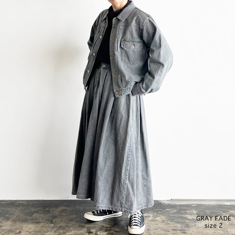 BLACK DENIM CARMEN SKIRT / GRAY FADE ブラックデニムカ BLACK DENIM CARMEN SKIRT / GRAY FADE ブラックデニムカ