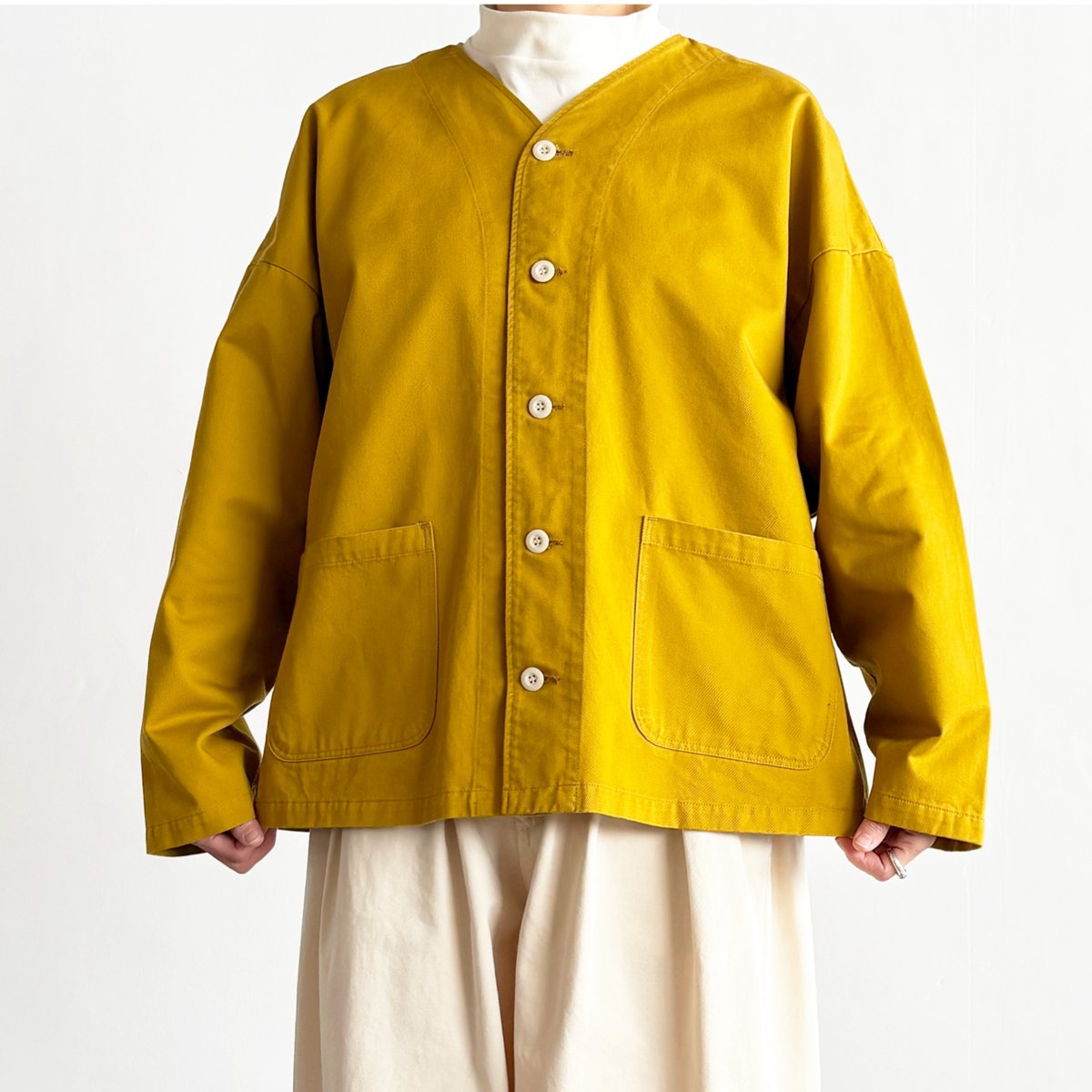 CHINO CLOTH COLLARLESS JACKET チノクロス ノーカラー ジャケッ...