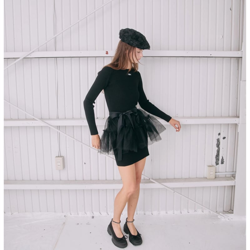 épine tulle flower rib knit onepiece(2color) | épine tulle flower rib knit onepiece(2color) |