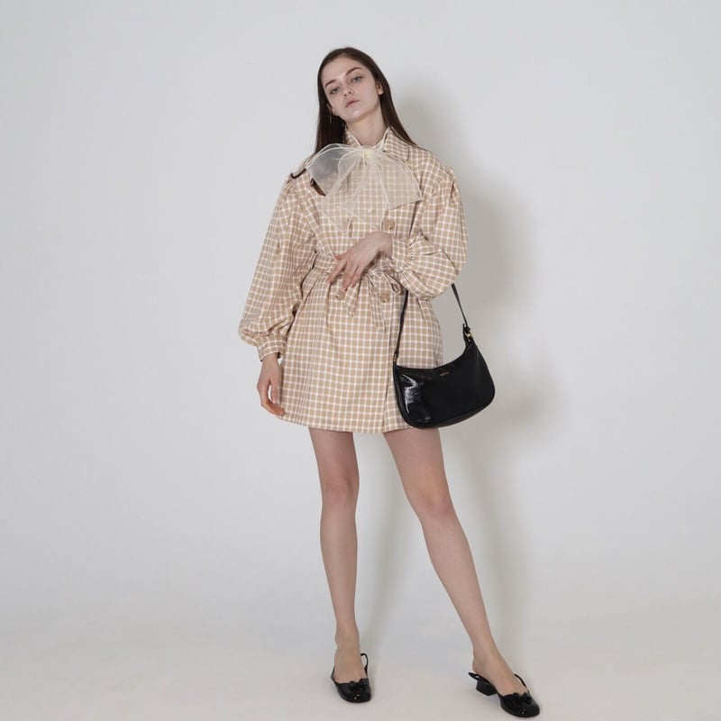 arm volume mini trench coat check | épine arm volume mini trench coat check | épine