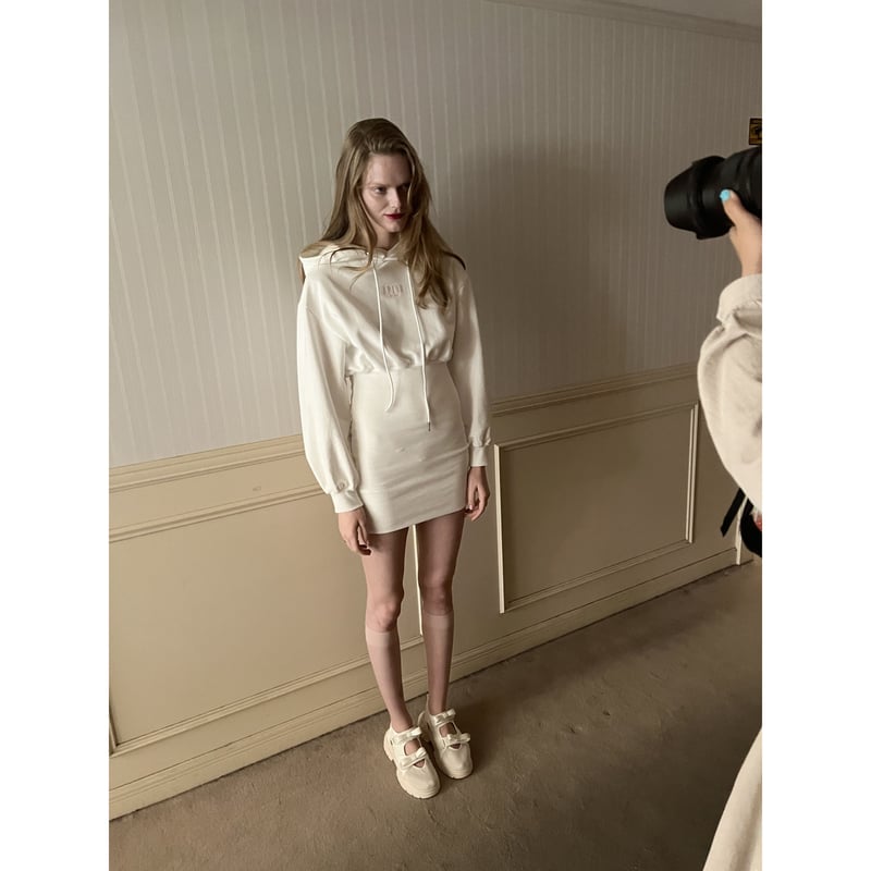 ÉPINE PARIS hoodie onepiece white×baby pink | é ÉPINE PARIS hoodie onepiece white×baby pink | é