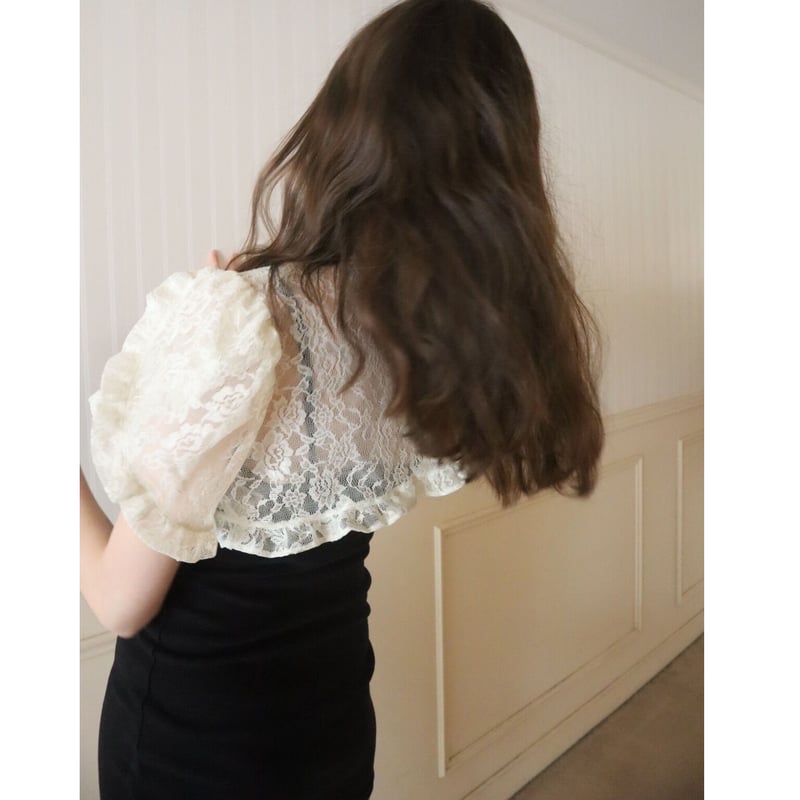 cropped frill ribbon 2way blouse lace | épine cropped frill ribbon 2way blouse lace | épine