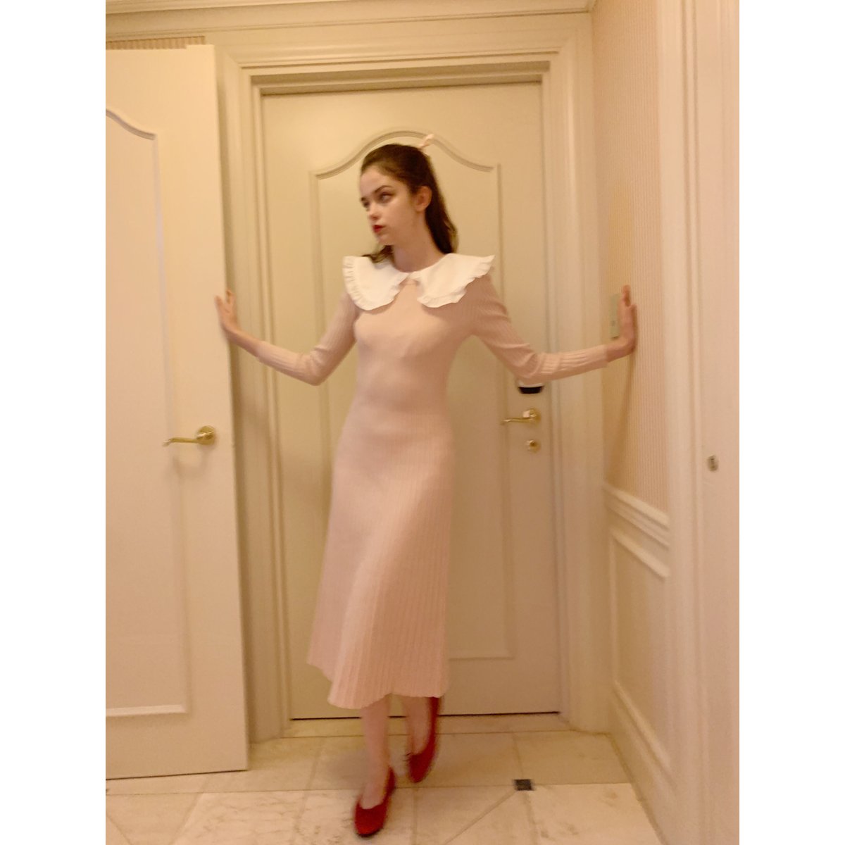 rib knit onepiece baby pink | épine rib knit onepiece baby pink | épine