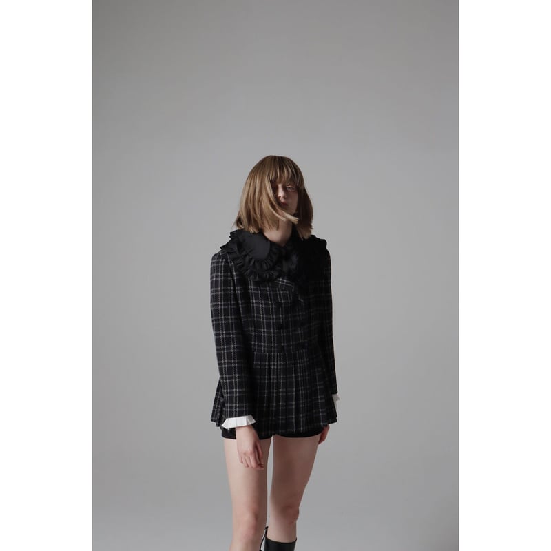 pleats frill jacket tweed check | épine pleats frill jacket tweed check | épine